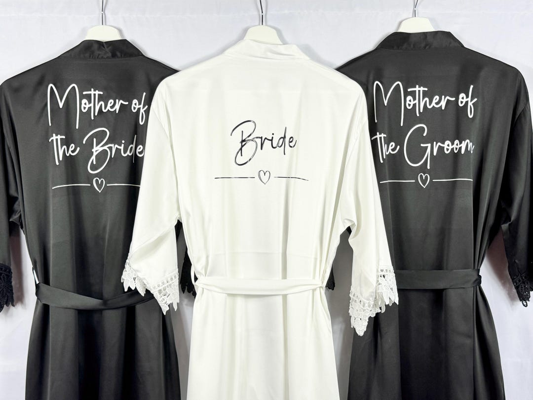 Black Bridesmaid Robes, Wedding Robes, Satin Robes Bridesmaid Gift ...