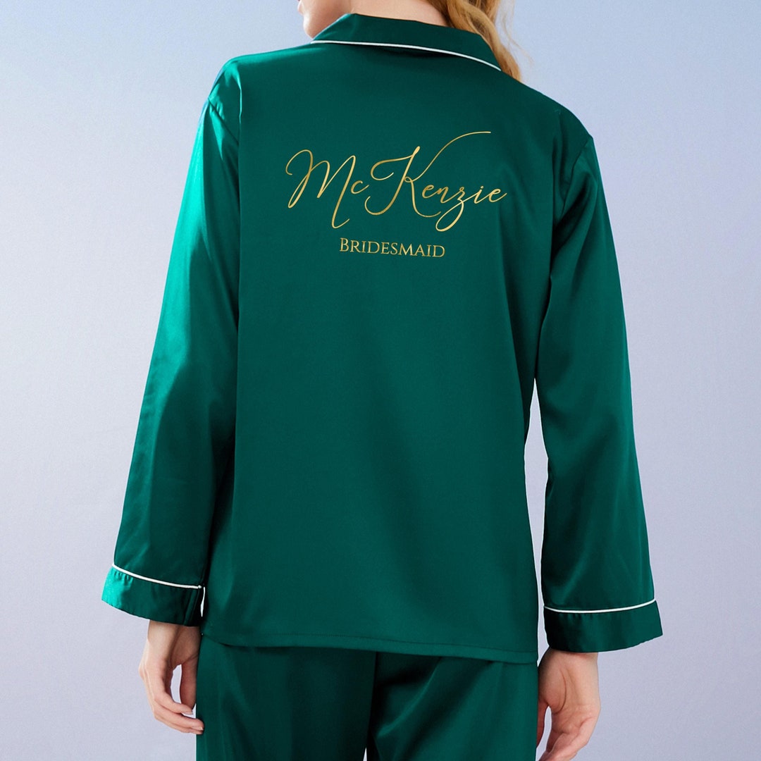 Forest Green Bridesmaid Pyjamas, Emerald Satin Pyjamas, Green ...