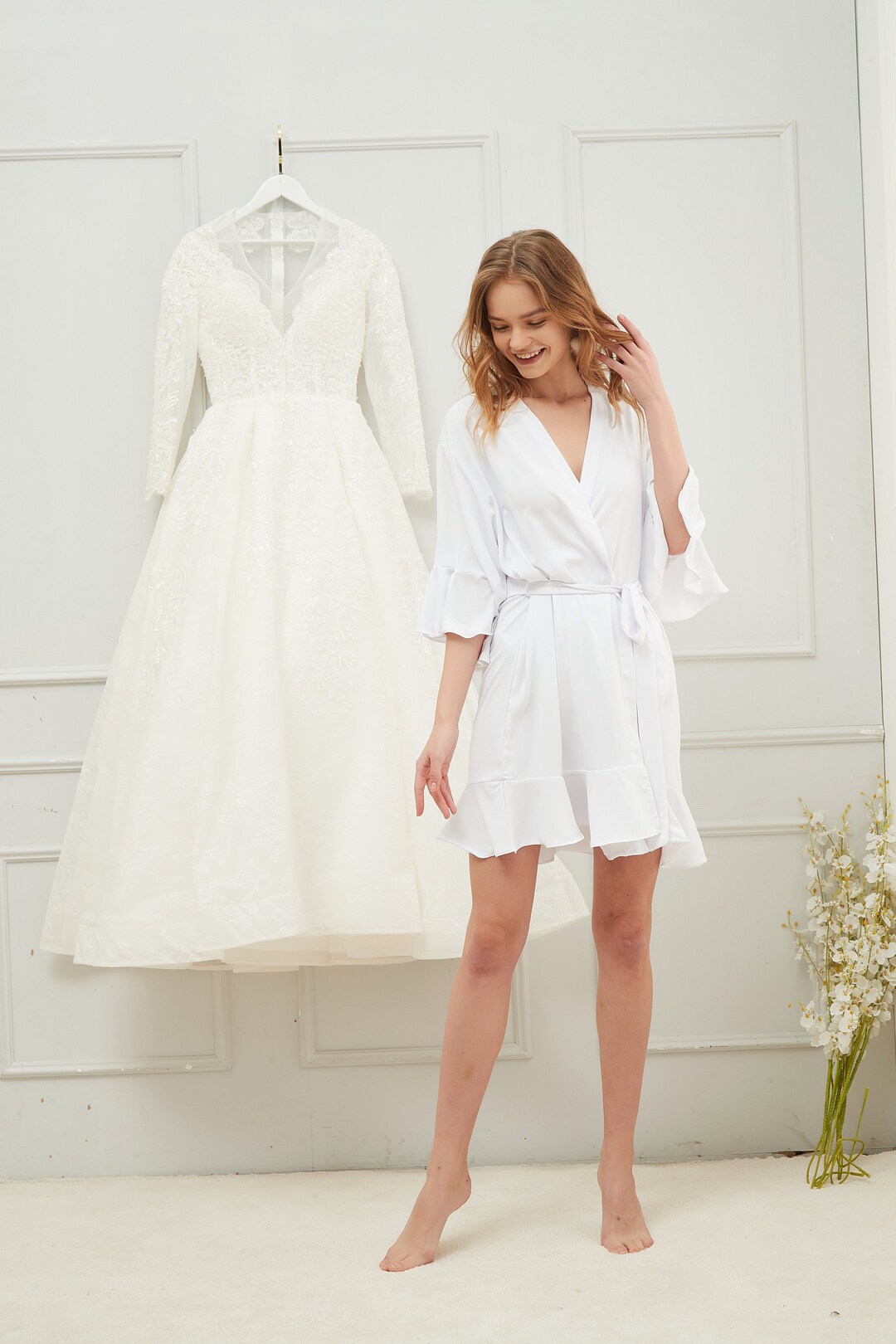 Ruffle Robe, Bridesmaid Robe, Bridal Robe, Personalised, Bridal Gown ...