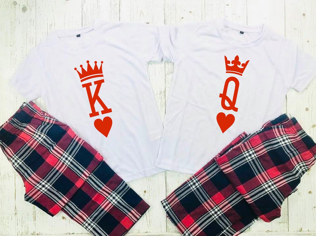 Matching King and Queen Pajamas, Tartan Flannel Bottoms, Couples Gift ...