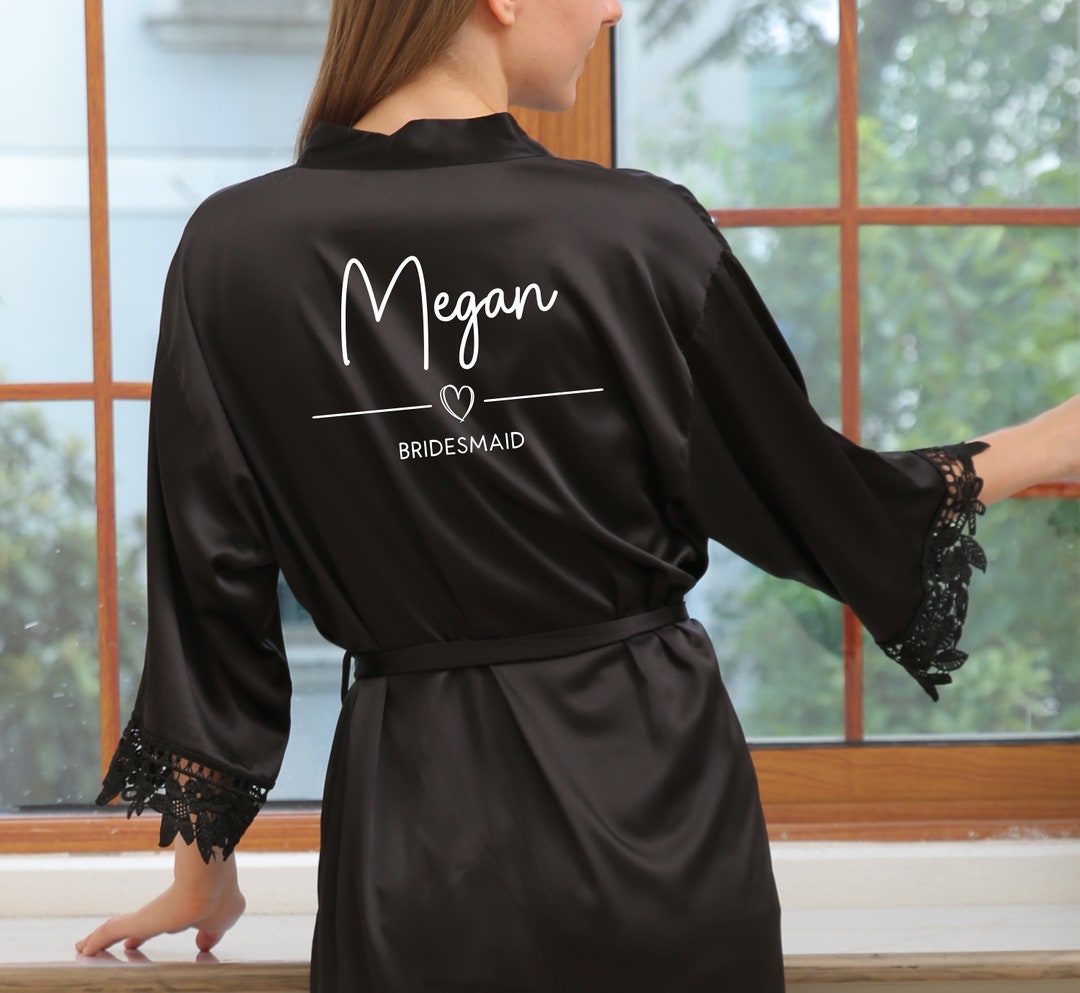 Personalised Robe, Bridesmaid Robes, Black Robes, Bridal Party Robes ...