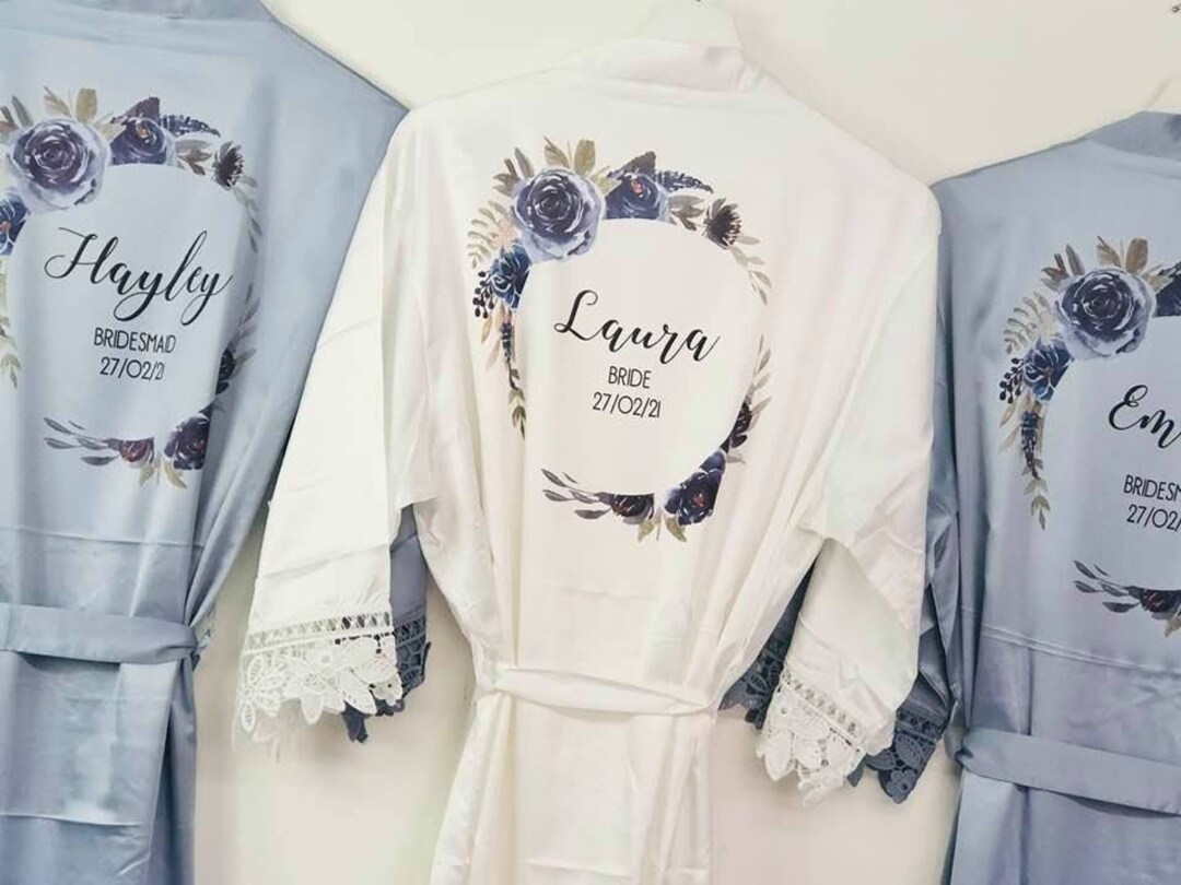 Dusty Blue Bridal Robe, Bridesmaid Robe, Bride Robe, Wedding Robe ...
