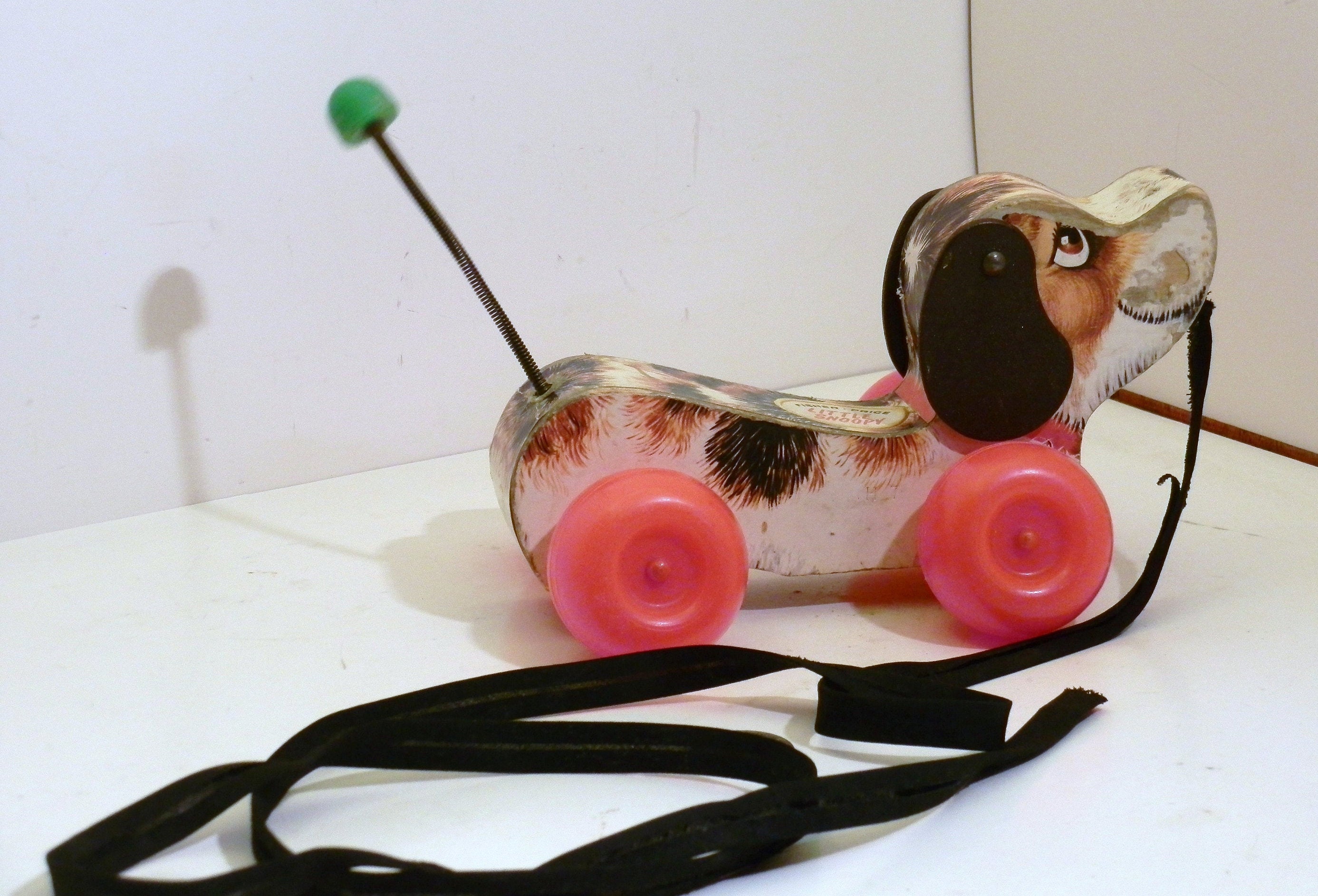 Fisher Price, Little Snoopy Pull Toy. Nice Wood Dog With Orange Wheels ...