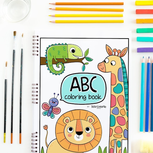 Alphabet ENGLISH Coloring Book Wild Animals Colorings - Etsy
