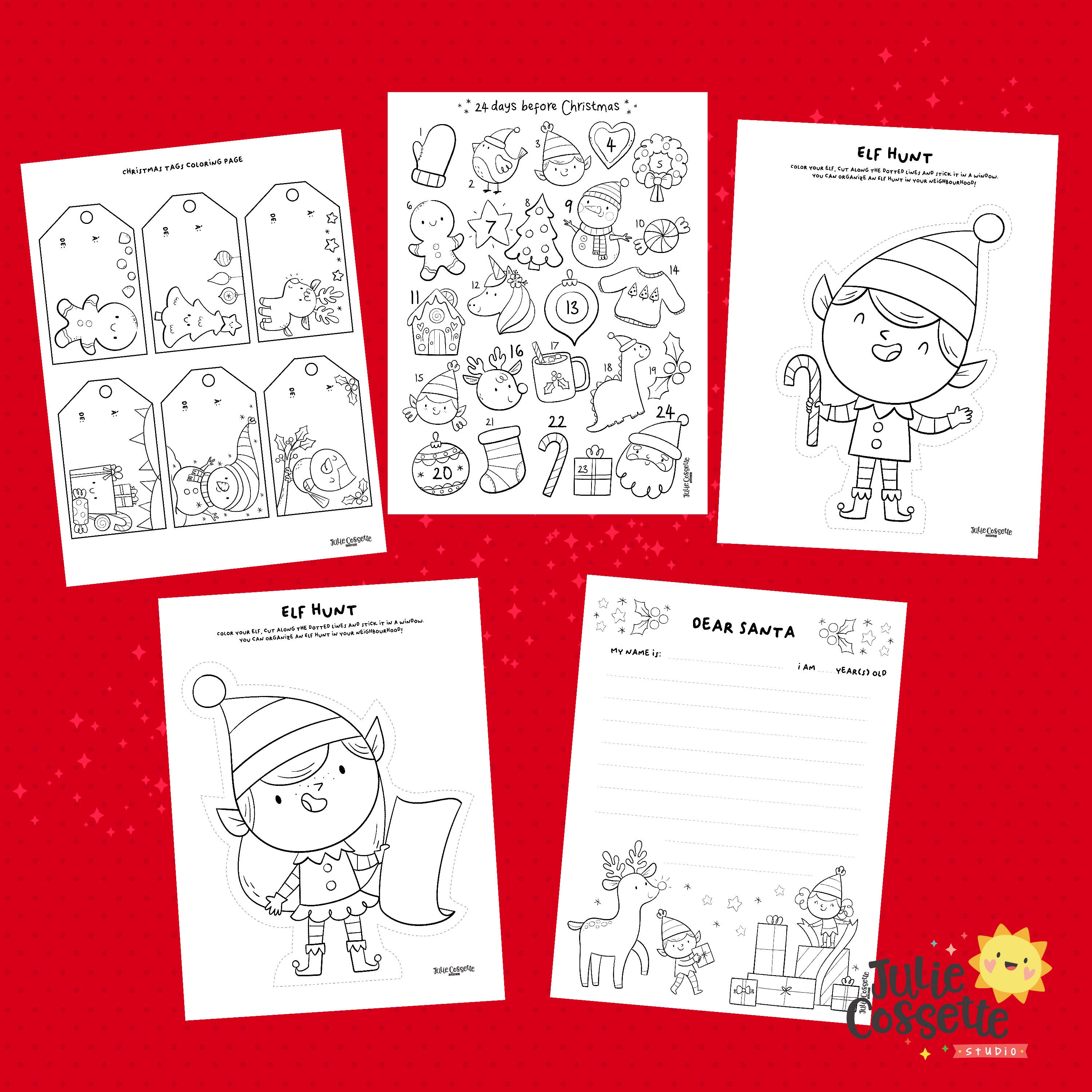 Big BUNDLE Christmas Coloring Kit ENGLISH VERSION 10 - Etsy