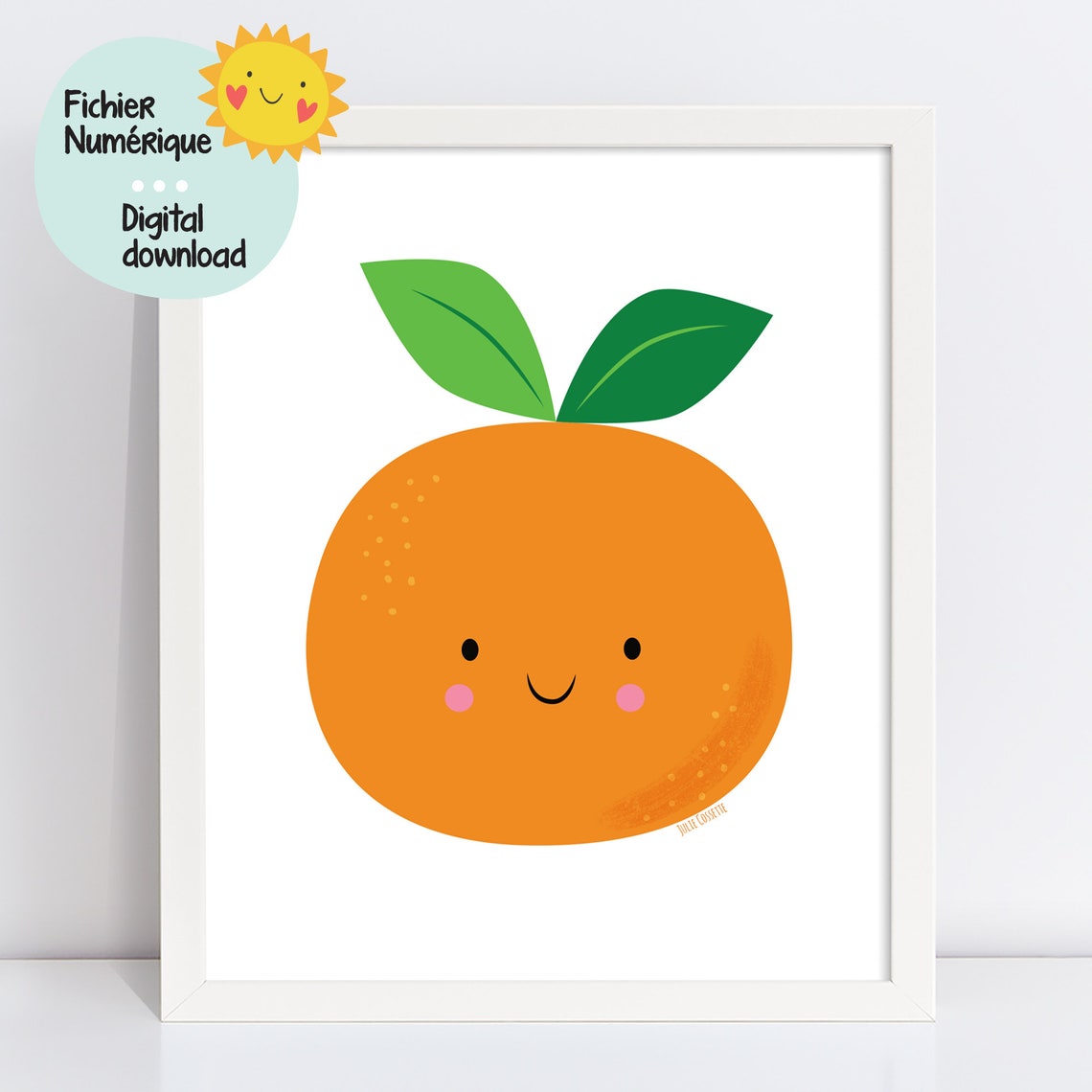 Cute Orange Illustration Fruit Wall Art Nursery Wall Art - Etsy