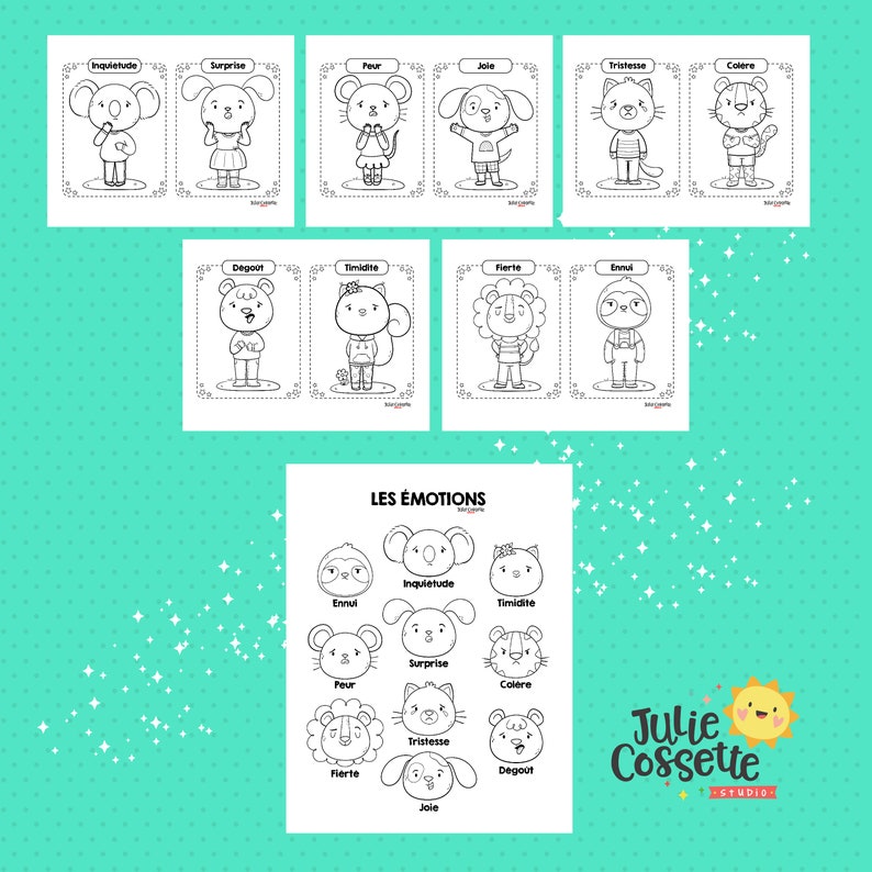 Emotions Coloring Pages Coloring Activities for Kids Kids | Etsy