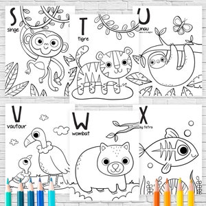 FRENCH Alphabet Coloring Book, Wild Animals Coloring, Downloadable Abc ...
