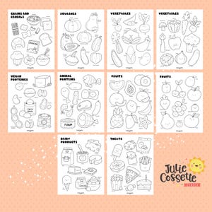 CUTE FOOD Coloring Kit - 10 Food Groups Illustrations - Digital Files ...