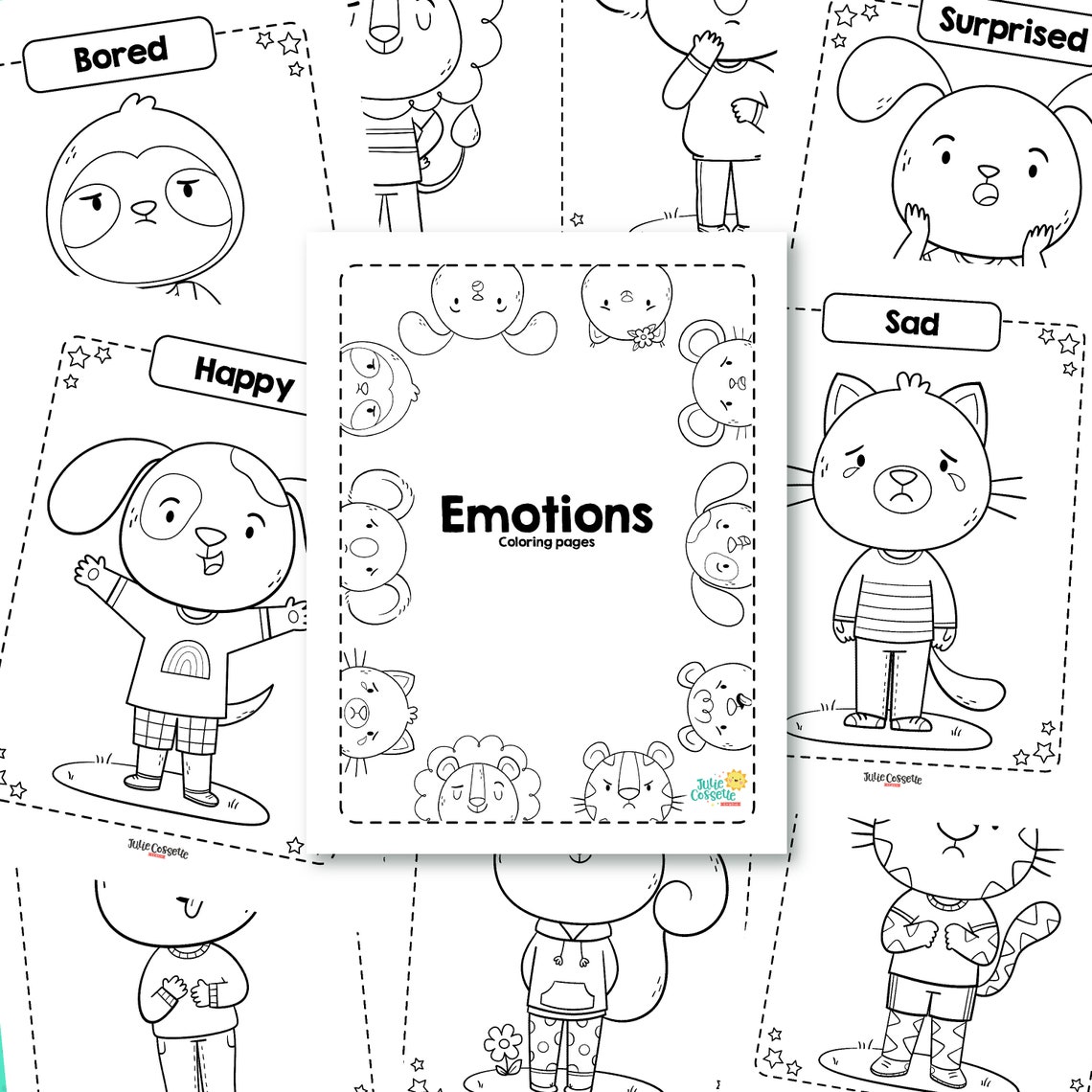 Emotions Coloring Pages Coloring Activities for Kids Kids - Etsy