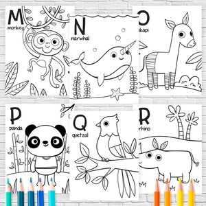 Alphabet ENGLISH Coloring Book, Wild Animals Colorings, PRINTABLE ABC ...