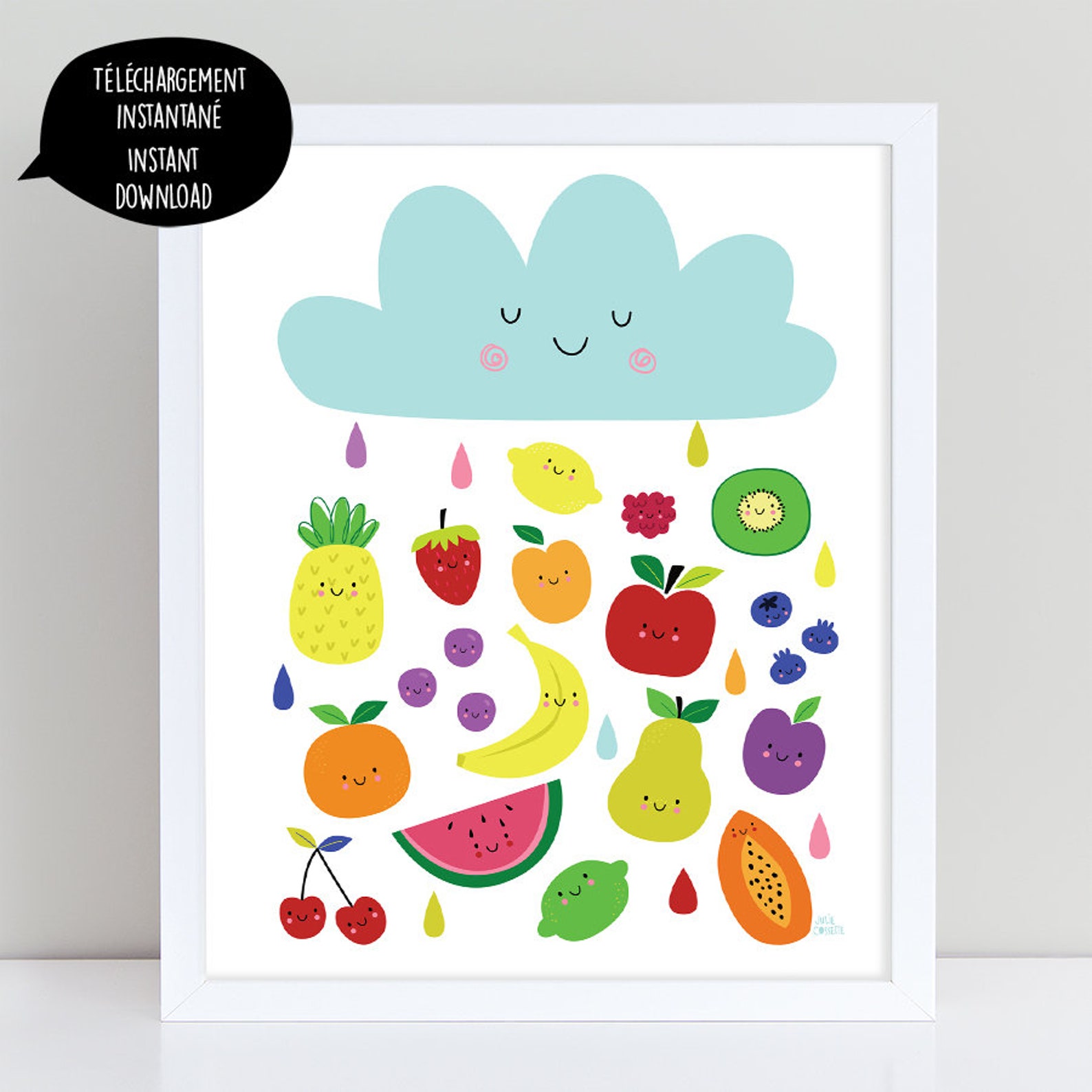 Fruit Poster, Fruit Salad, Fruit Wall Art, Kitchen Wall Decor, Kitchen ...