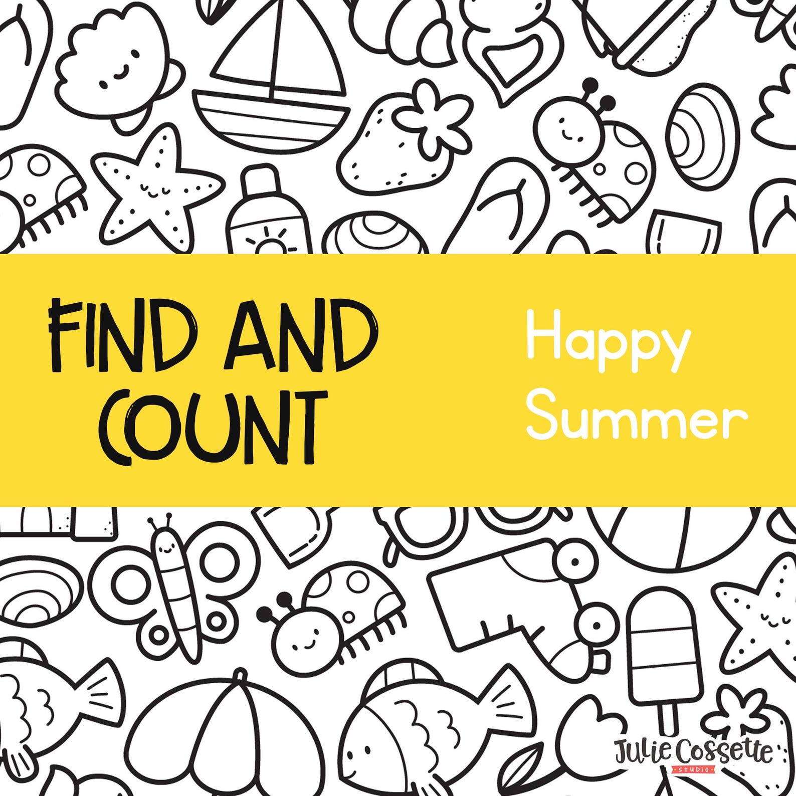 Summer Printable Search and Find Coloring Page for Kids, Counting ...