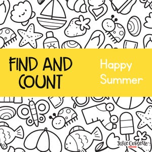 Summer Printable Search and Find Coloring Page for Kids, Counting ...