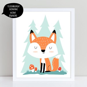 Fox PRINTABLE Art, Woodland Animal Print, Cute Fox Poster, Download ...