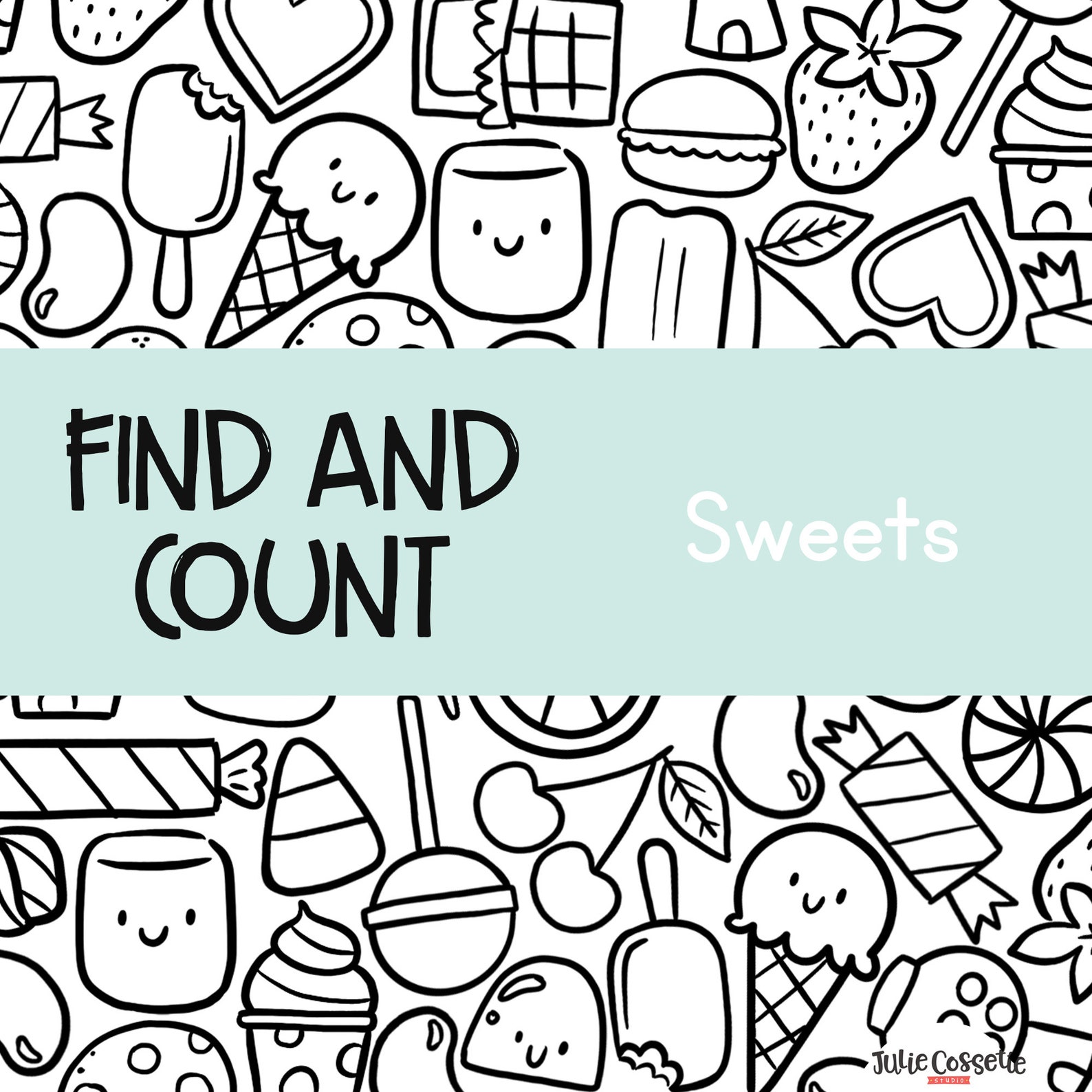 Find and Count Sweets, Printable Activity, Sweets Coloring Page, Kids ...