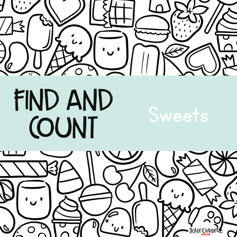 Find and Count Sweets, Printable Activity, Sweets Coloring Page, Kids ...