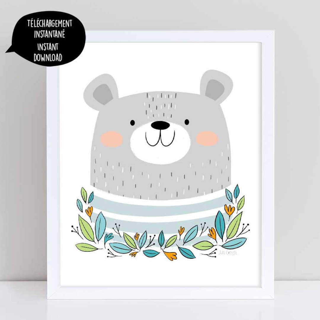 Bear, Bear Poster, Bear Art Print, Bear Illustration, Bear Wall Art ...