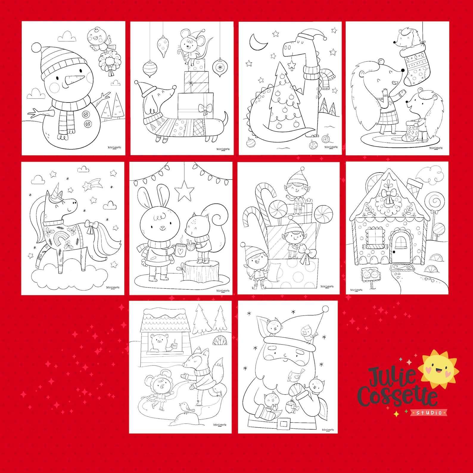 Big BUNDLE Christmas Coloring Kit ENGLISH VERSION 10 Holidays ...