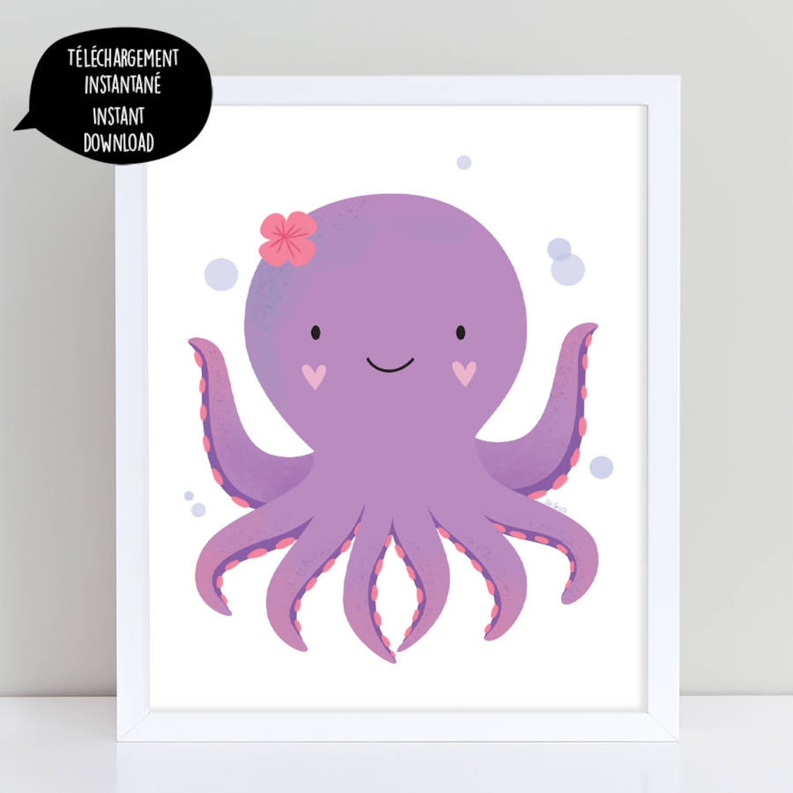 Purple Octopus, Octopus Illustration, Baby Octopus, Baby Decor, Nursery ...