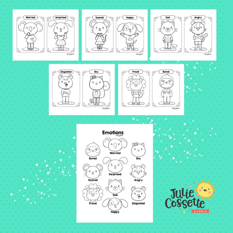 Emotions Coloring Pages Coloring Activities for Kids Kids - Etsy