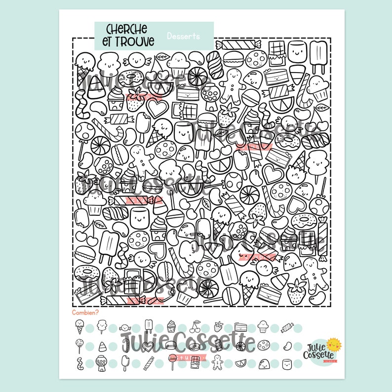 Find and Count Sweets, Printable Activity, Sweets Coloring Page, Kids ...