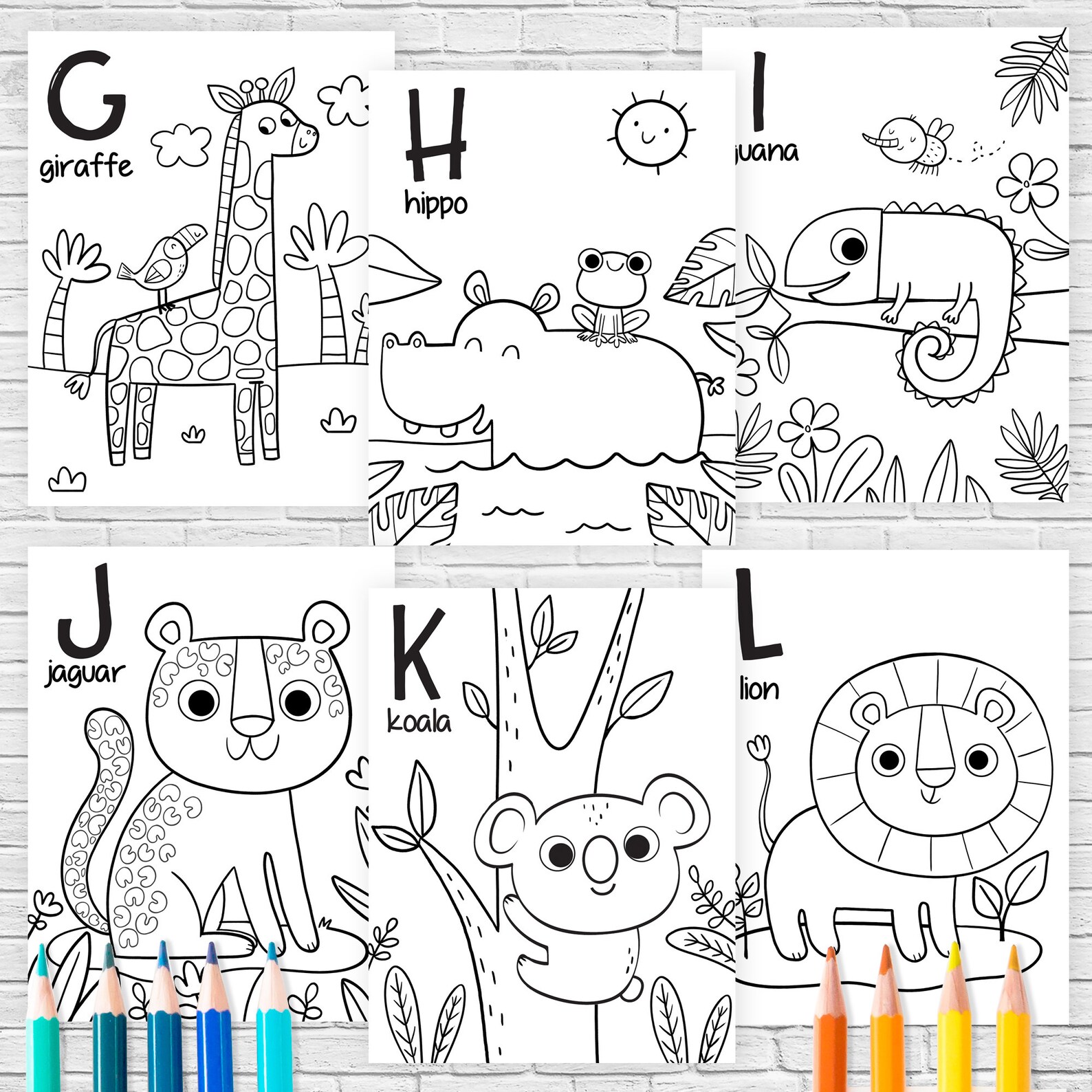 Alphabet ENGLISH Coloring Book Wild Animals Colorings | Etsy