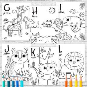 Alphabet ENGLISH Coloring Book, Wild Animals Colorings, PRINTABLE ABC ...