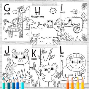 FRENCH Alphabet Coloring Book, Wild Animals Coloring, Downloadable Abc ...