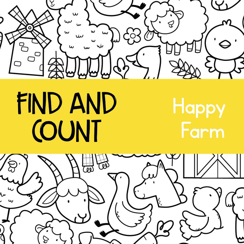 Find and Count FARM Animals, Printable Learning Activity, Kids ...