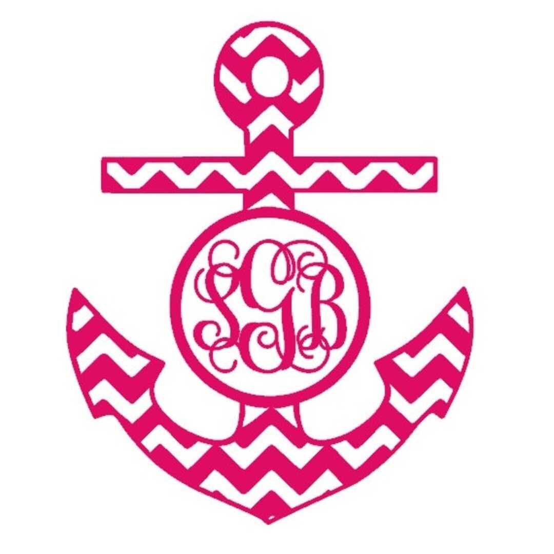 Chevron Monogram Anchor Heat Transfer, Chevron Anchor Iron-on, Monogram ...