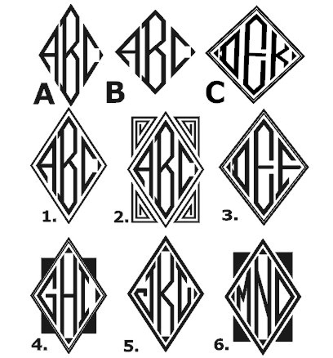 Personalized Diamond Vinyl Monogram Decal Monogram Phone - Etsy