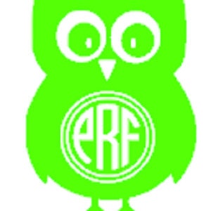Circle Monogram Owl Vinyl Decal, Monogram Owl, Circle Car Sticker, Owl ...