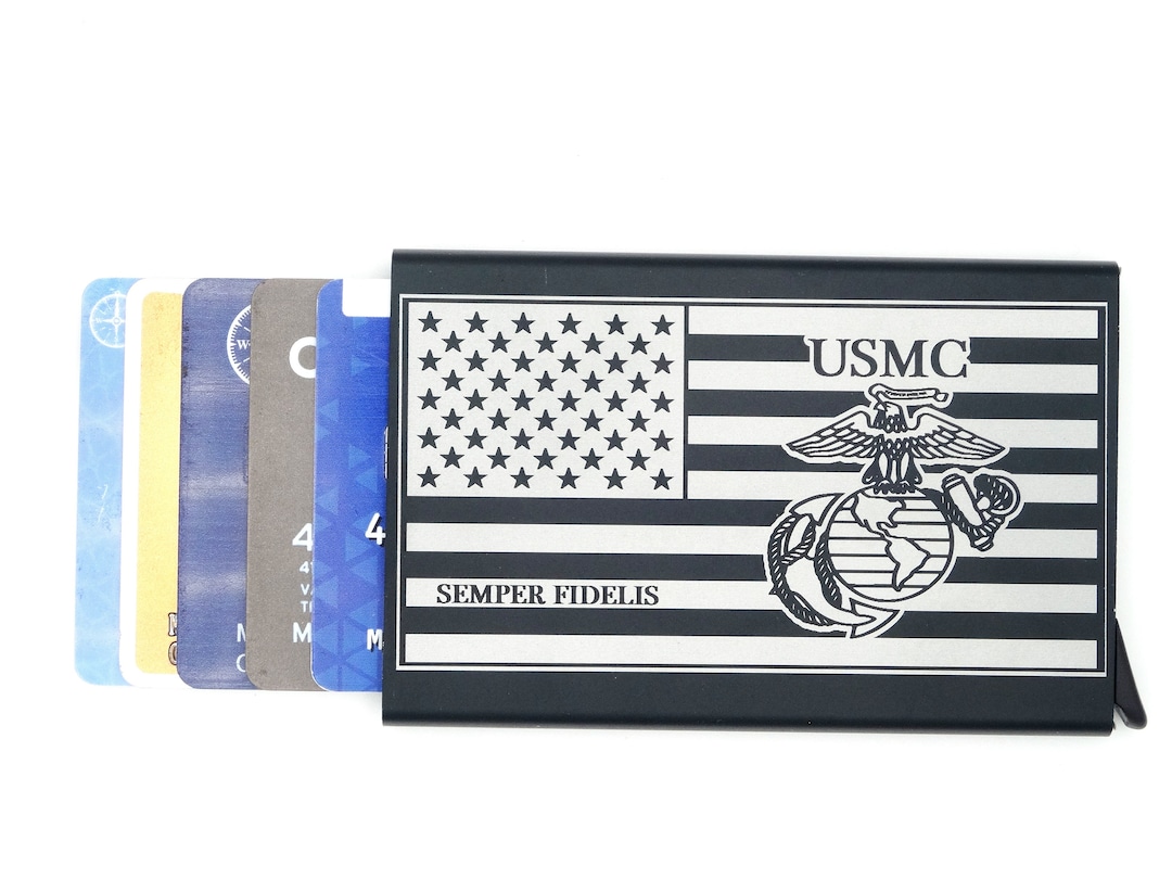 Marines USMC Military Aluminum RFID Blocking Credit Card Case Holder W ...
