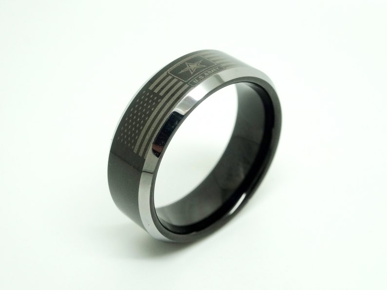 Mens Tungsten US Army / Flag Ring - Etsy