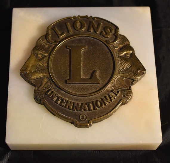 Lion's International Bronze Plaque on Marble Base | Etsy