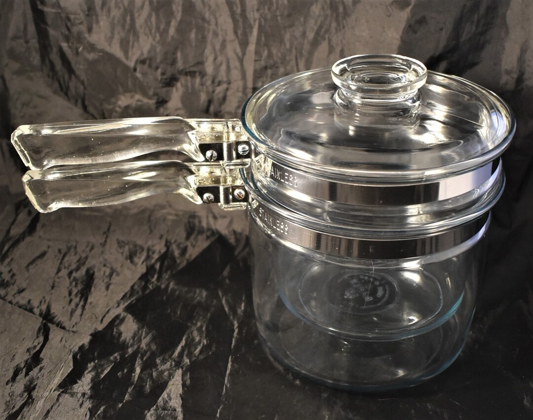 Pyrex, Flameware Double Boiler and Lid - Etsy