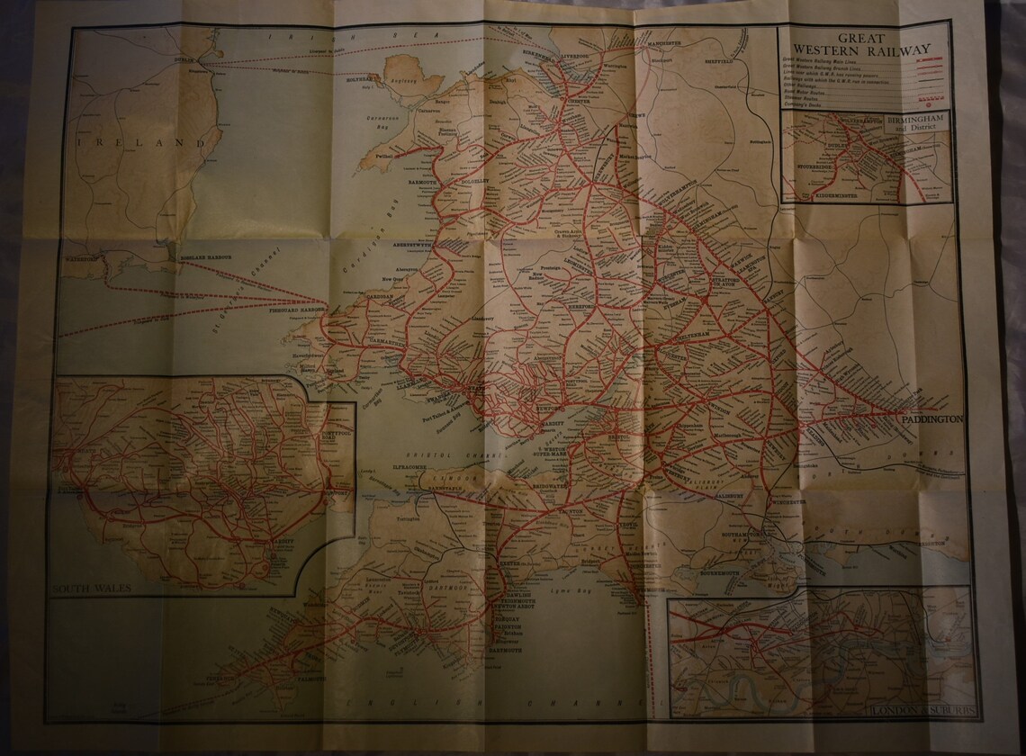 1920s Great Western Railway great Britain Color Map - Etsy