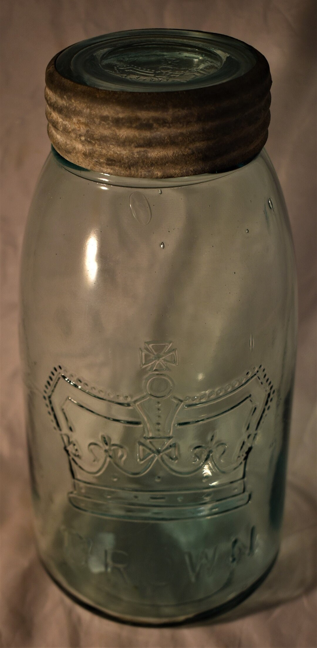 Large Aqua Crown Bulge Canning Jar 1/2 Gallon Ground Lip - Etsy Canada