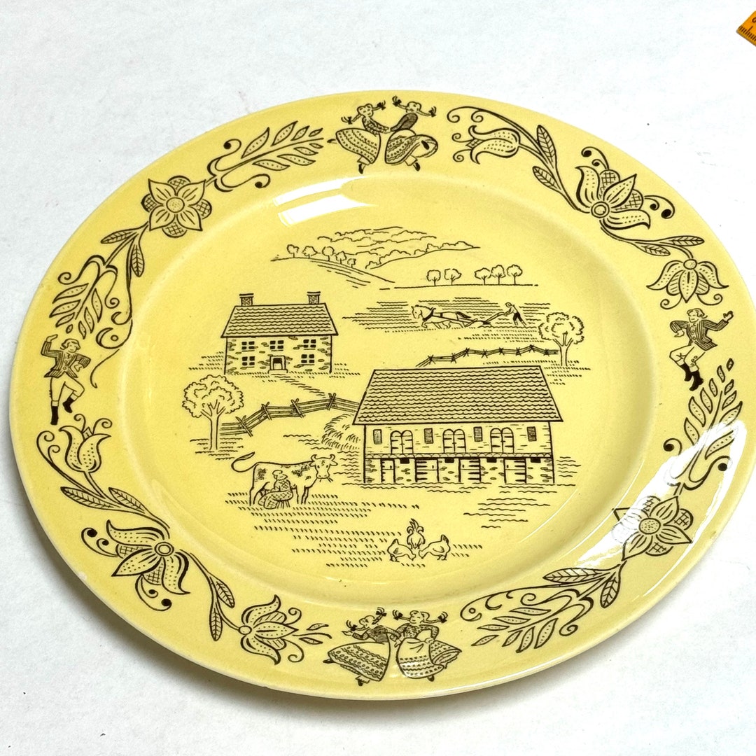 Vintage 1940s Set of 4 Bucks County Iconic Americana 10 Inch Dinner ...
