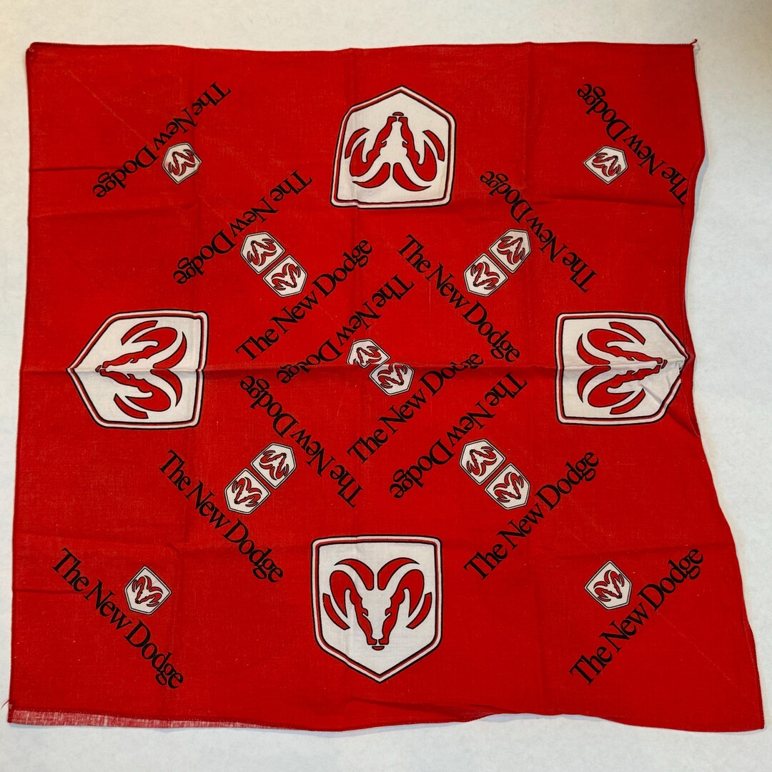 Vintage 1980s the New Dodge Ram Red 100% Cotton Bandana/made in USA ...