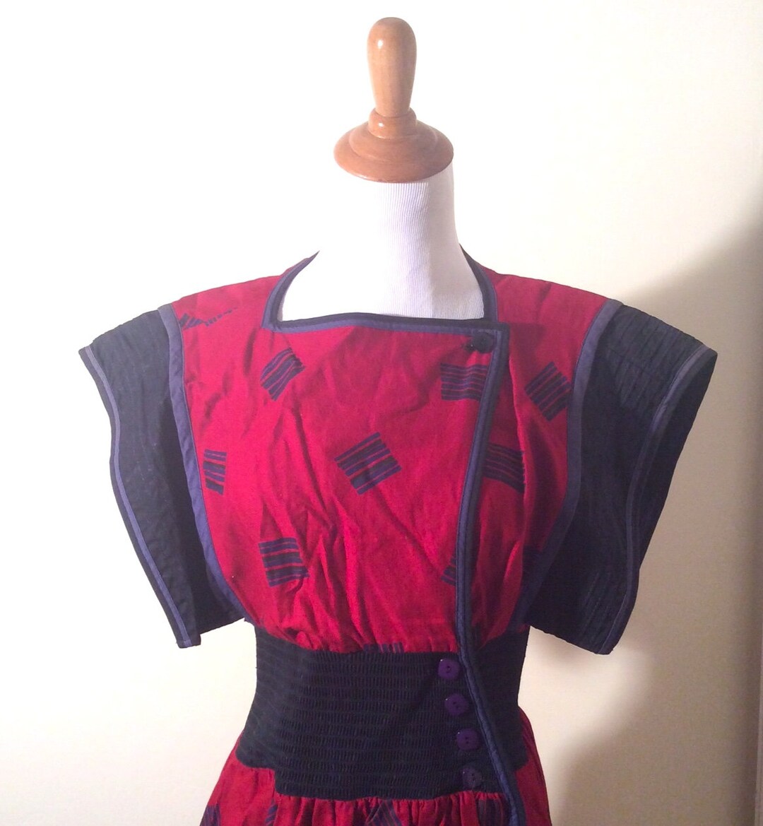Vintage 1980s Weird Cult-like Uniform Structural Maroon Black Purple ...