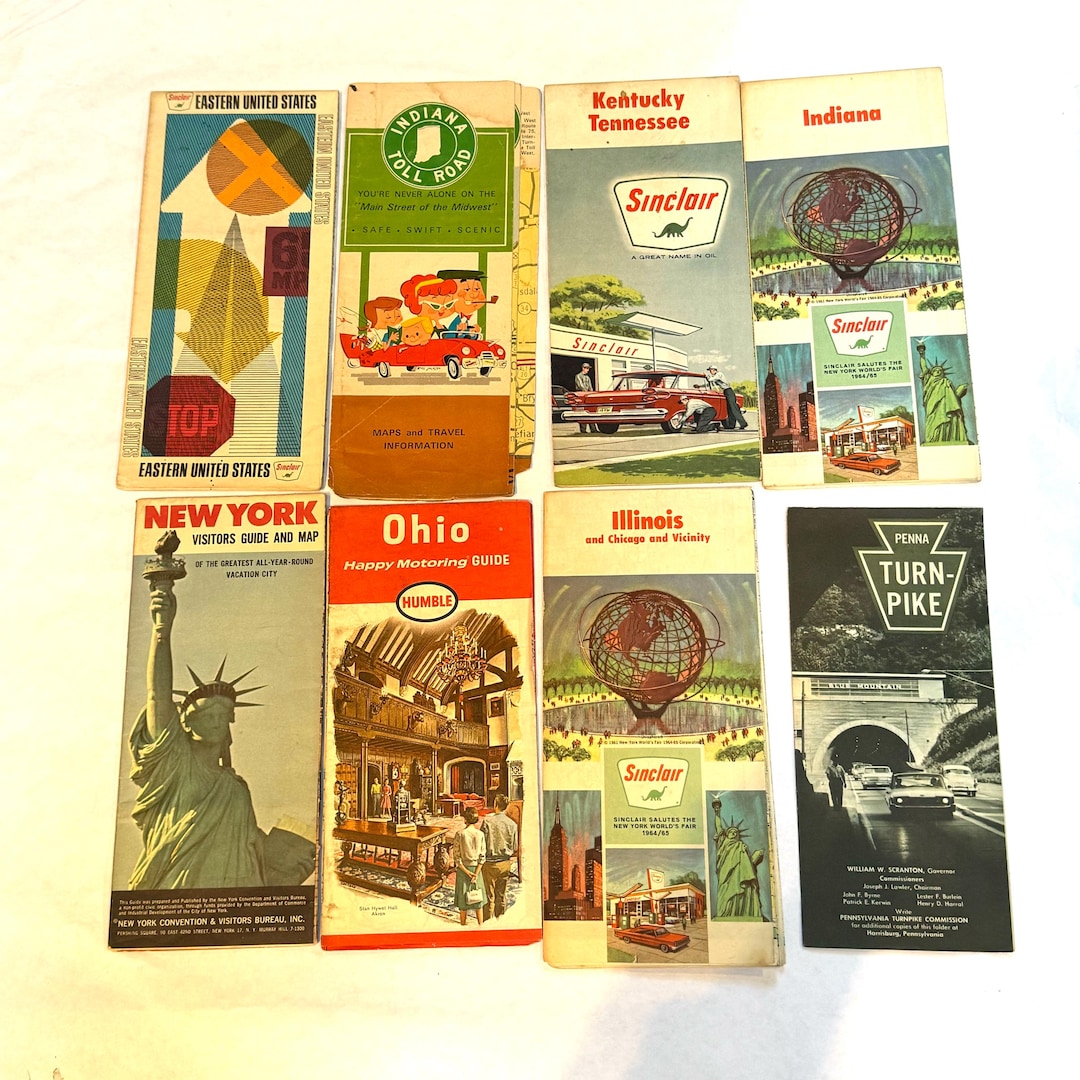 Vintage 1960s Road Maps YOU CHOOSE New York/penn Turnpike/indiana Toll ...