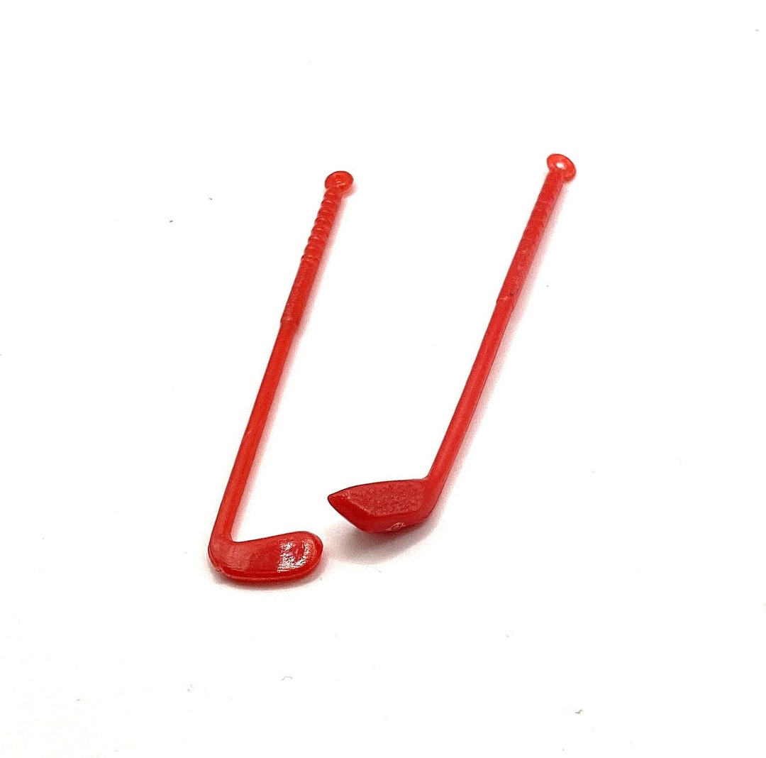 Vintage 1970s Pair of 2 Mini Plastic Red Golf Clubs for Dolls/3inch ...