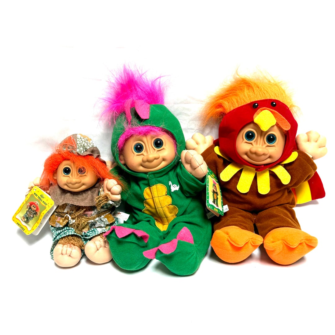 Vintage 1990s Choice of 3 Troll Kids Plush Dolls/dinosaur/patches ...