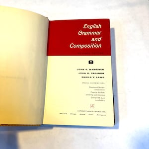 Vintage 1960s Old School Mid Century Grade 8 English Grammar and ...