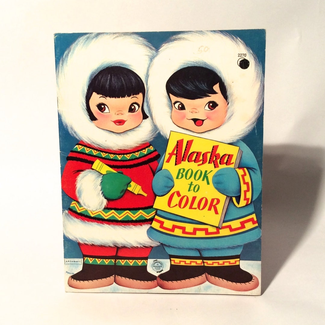 OMG! CUTE Vintage 1960s MCM Graphics Alaska Coloring Book With Eskimo ...