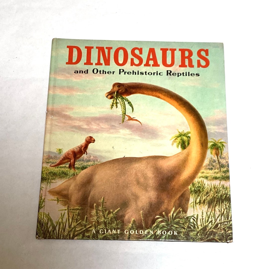 Vintage 1970s Dinosaurs and Other Prehistoric Reptiles Giant Golden ...
