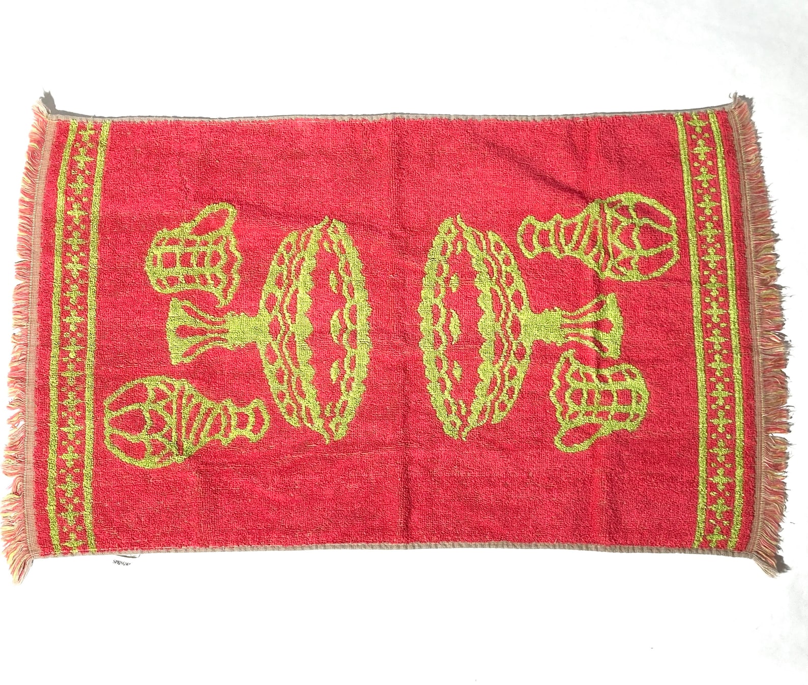 Vintage 1980s Hot Pink/lime Green Springmaid Hand Towel/kitchen Towel ...