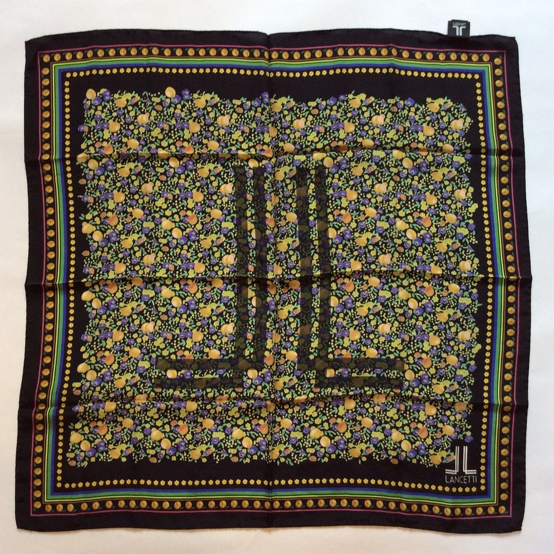Vintage 1990s Lancetti Made in Italy 'L' Logo Black Purple Boho Cottage ...